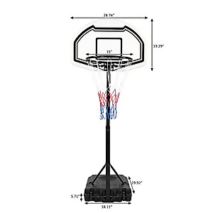 Homtoozhii Pool Basketball Hoop System Stand Backboard Adjustable 61-70 inch Portable Basketball Goal Outdoor Poolside Applicable Ball Model 7# Ball