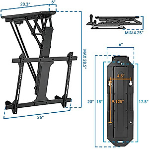 Mount-It! Electric Ceiling TV Mount with Remote and App Controller, Motorized Flip Down Pitched Roof Mount Fits 32 to 70 Inch Flat Screen TVs, Black