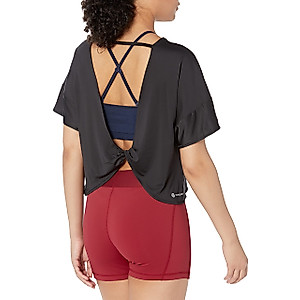 adidas Women's Studio Backless Tee, Black/White, Medium