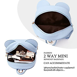 KL928 Girls Mini Backpack Bowknot Polka Dot Cute Daypacks Convertible Shoulder Bag Purse for Women (L.Blue)