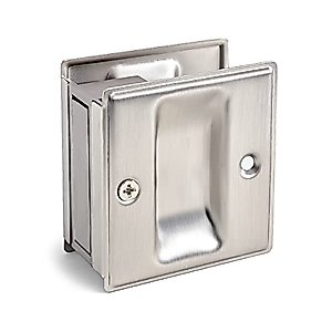 HOMOTEK Privacy Pocket Door Pull Without Switch Plate - Replace Old Or Damaged Passage Sliding Door Pull No Lock Quickly and Easily, 2-3/4”x2-1/2”, for 1-3/8” Thickness Door, Brushed Nickel