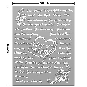 Jhomk I Love You Mom Gift Throw Blanket from Daughter or Son , Mom Birthday Gifts for Mom Unique, A Warm Hug Gift for Christmas, Mothers Day, Valentines Day - (65” x 50” Silver Grey, Fleece)