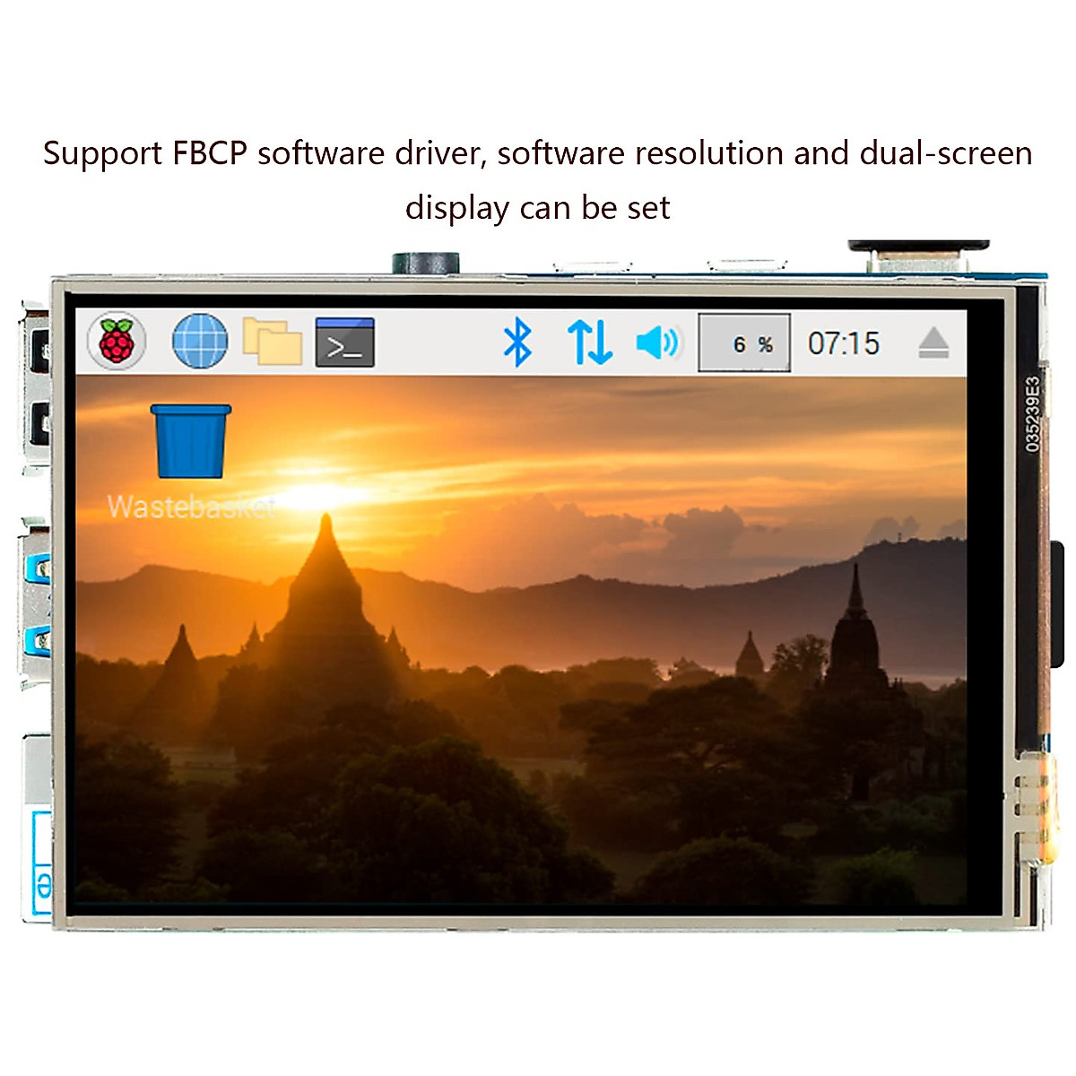 waveshare 3.5 inch Touch Screen TFT LCD 480x320 Pixel Display Monitor SPI Interface XPT2046 Controller, for Raspberry Pi 4B/3B+/3B/2B/Zero/Zero W/Zero WH