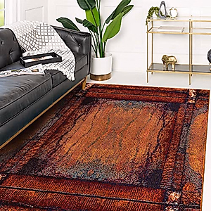 Rugs.com Hyacinth Collection Rug – 5' x 8' Orange Medium Rug Perfect for Bedrooms, Dining Rooms, Living Rooms, 5 x 8 Feet