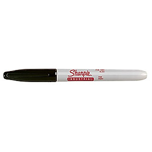 SHARPIE Industrial Permanent Markers, Fine Point, Black, Box of 12