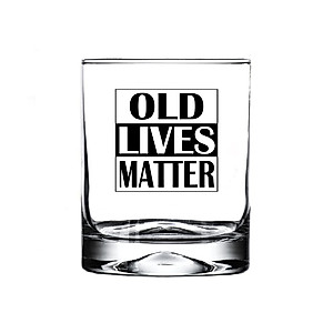Rogue River Tactical Funny Old Lives Matter Joke Fashioned Whiskey And Shot Glass Bundle Drinking Cup Gag Gift Set For Him Her Men Dad Mom Grandpa Birthday or Retirement Combo Gift Set