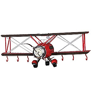 WINGOFFLY Sleves Wall Mounted Metal Floating Shelves Industrial Airplane Shaped Hanging Shelves Display Rack Storage, Red