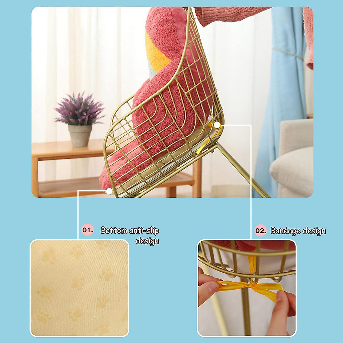 Semi-enclosed seat cushion, Semi-surrounded non-slip cushion, office chair cushion, dormitory seat cushion, integrated backrest cushion, Suitable for sofas, floors, etc, 45cm/17.71 inches Long