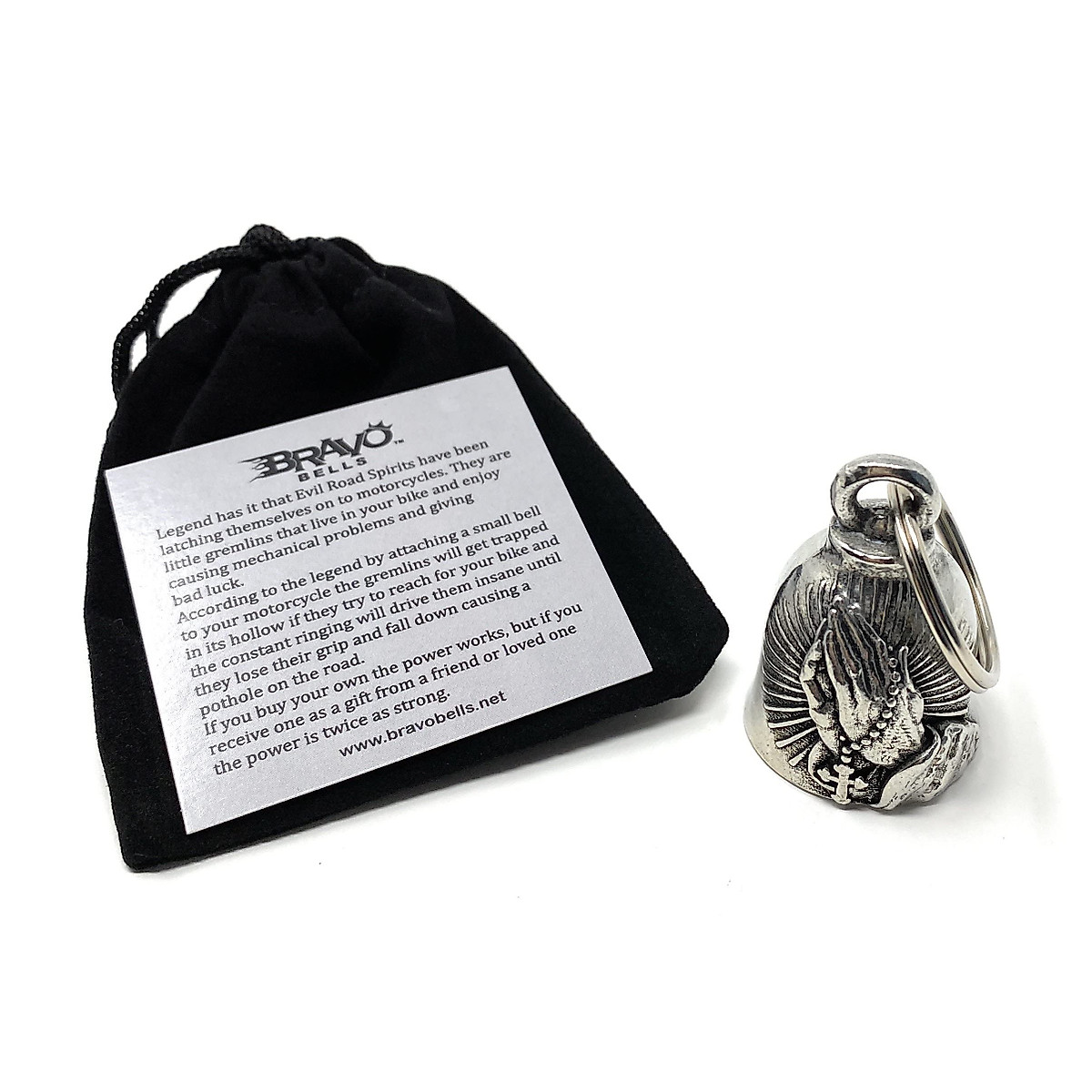 Bravo Bells Pray Hands Bell - Biker Bell Accessory or Key Chain for Good Luck on The Road