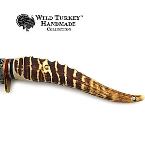 Wild Turkey Handmade Collection Fixed Blade Faux Handle Hunting Knife w/Leather Sheath Included (5105)