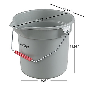 Begale 3.5 Gallon Commercial Cleaning Pail, Plastic Round Car Wash Bucket with Handle, Gray, Pack of 4