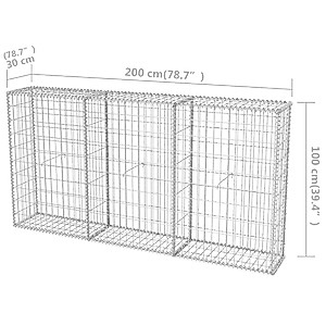 loibinfen Galvanized Steel Fence Panel Outdoor Privacy Fence Screen Gabion Basket for Retaining Wall Block Gabion Cages Outdoor Decorative Fences Fencing for Garden,Yard, 78.7"x11.8"x39.4" -AA