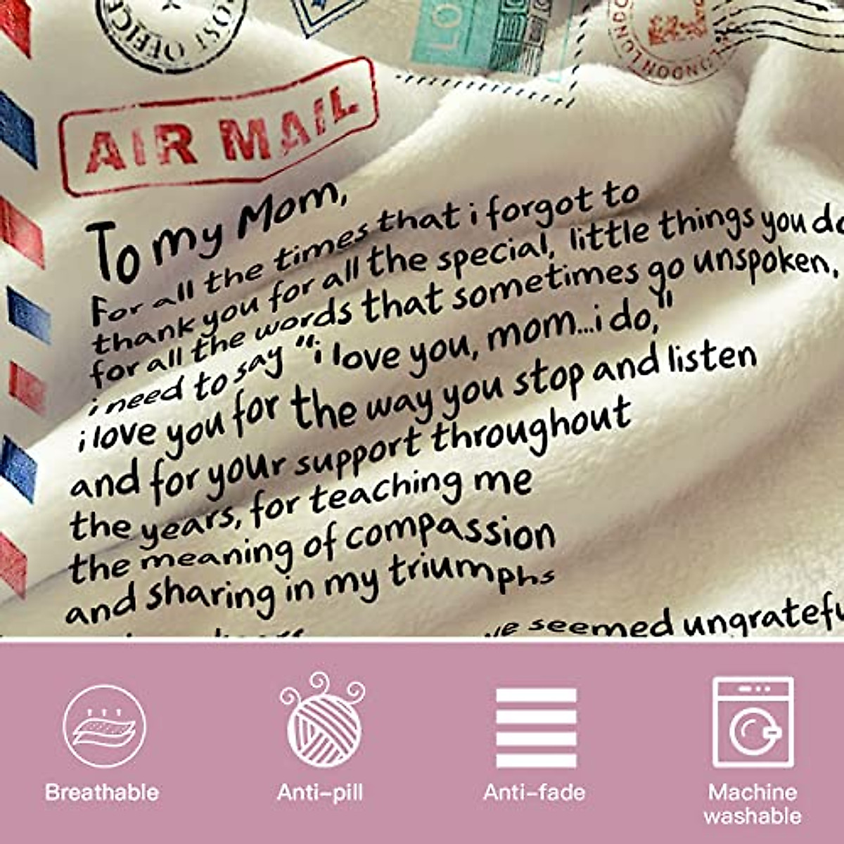 OFADD Gifts for Mom, Mother's Day Birthday Gifts for Mom, Blanket to My Mom Gift from Daughter, Mom Day Gift Blanket, Mom Blanket 50” x 60”