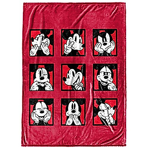 Disney Mickey Mouse Expressions Throw Blanket - Measures 50 x 70 inches - Fade Resistant Super Soft Fleece Bedding (Official Product)