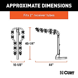 CURT 18065 Premium Trailer Hitch Bike Rack Mount, Fits 2-Inch Receiver, 5 Bicycles, Black