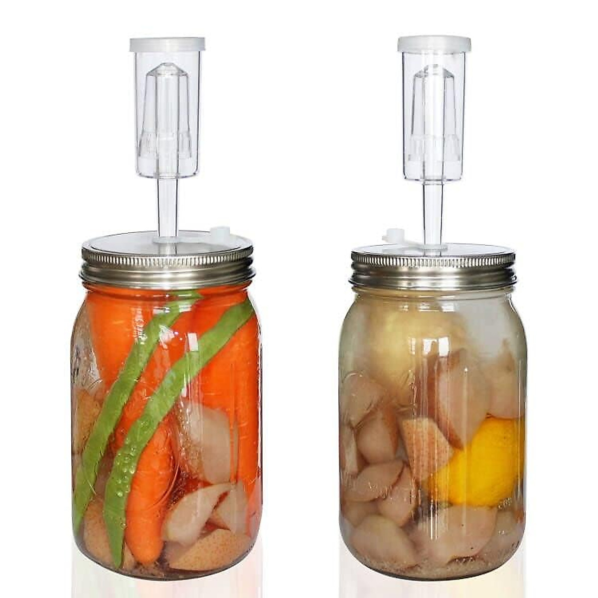 laffeya Fermentation Lids, Fermentation Kit- 2 Mason Jars Fermenting Lids, 2 Airlocks for Fermenting, 4 Grommets, Fermentation Kit for Making Hot Sauce Pickle Kombucha (Jars Not Included)