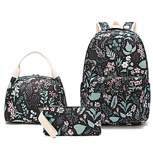 Pawsky School backpack for Teen Girls Women Kids School Bags College Bookbag, 15 Inch Laptop Bag with Lunch Bag and Pencil Case