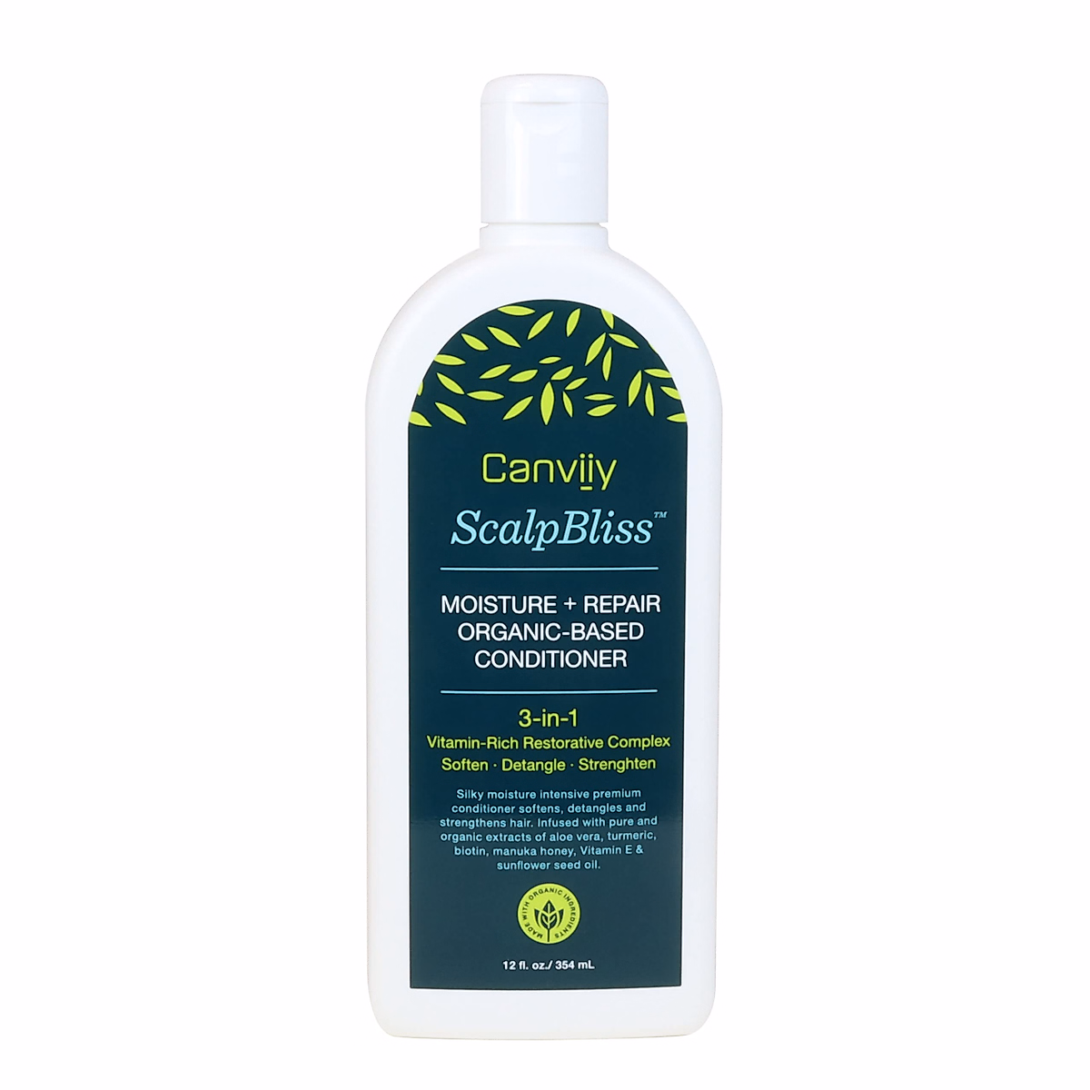 Canviiy ScalpBliss Moisture + Repair Organic-Based Conditioner, Designed with a Vitamin-Rich Restorative Complex to Reduce Breakage and Deliver Soft, Manageable Hair, 12 Fl Oz (Pack of 1)