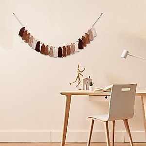 GIAUMA Brown Yarn Boho Tassel Garland Terracotta Rainbow Bunting Banner Wall Hanging Western Decor for Nursery Classroom Back to School Party Kids Bedroom Dorm Room Birthday Baby Shower Office