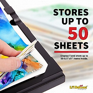 Li’l Davinci Art Cabinet, Stores up to 50 Pieces of 8.5 x 11 inch Art, Outer Wooden Frame Dimensions 11.75 x 14.75 inches, Kids Art Frame, Front Opening, Hangs Vertical or Horizontal, Cherry