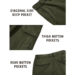 TACVASEN Mens Cargo Shorts Golf Cotton Shorts Elastic Waist Shorts Multi Pocket Shorts Hiking Shorts Fishing Shorts