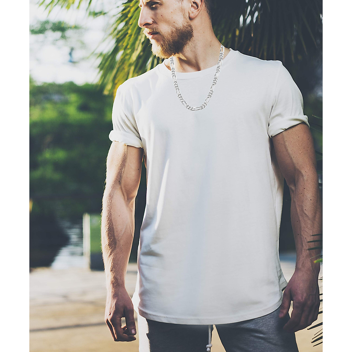 Verona Jewelers 7MM 925 Sterling Silver Classic Figaro Chain - Italian Necklace Figaro Chain (24)