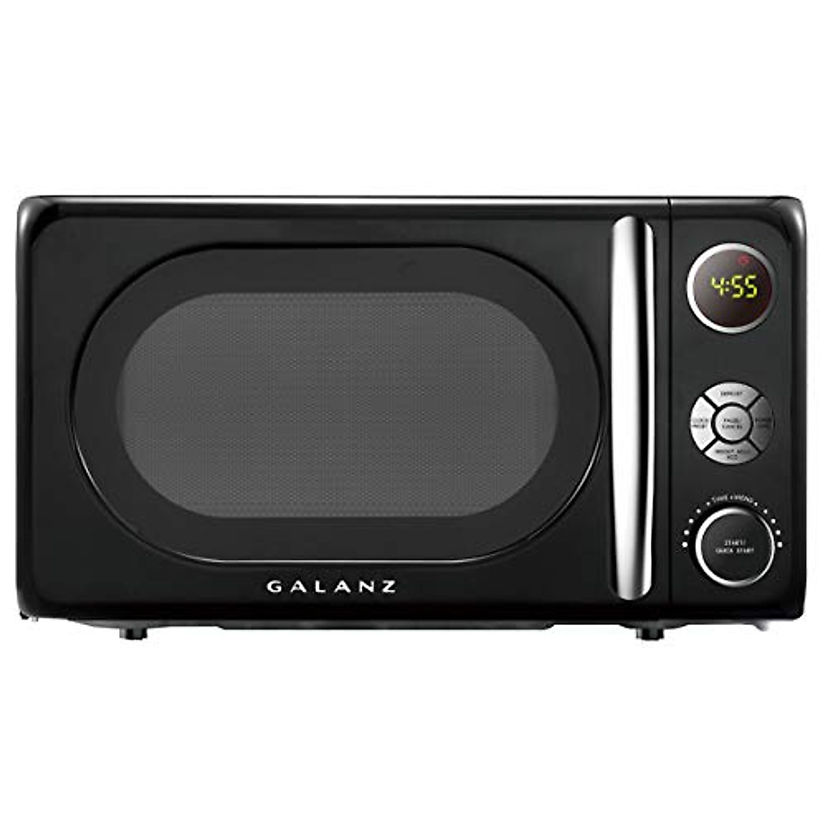Galanz GLCMKA07BKR-07 Microwave Oven, LED Lighting, Pull Handle Design, Child Lock, Retro Black, 0.7 cu ft