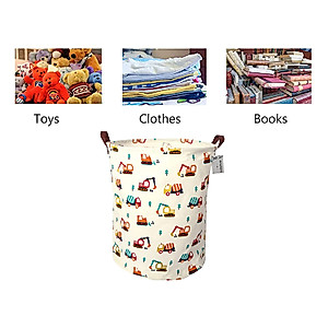 Large Storage Basket,Laundry Hamper/Bathroom/Home Decor/Collapsible Round Storage Bin,Boys and Girls Hamper/Boxes/Clothing(Cars)
