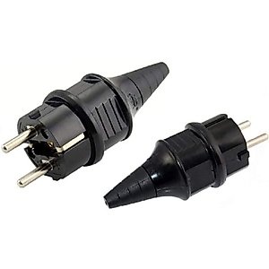 (2 Pack) Tekit Schuko France Germany EU ø4.8mm Pin DIY Rewireable Power Plug 250V 16A,Quality European Rewireable Two Round Plug CCE 7/7 Standard Plug(Coated Black)