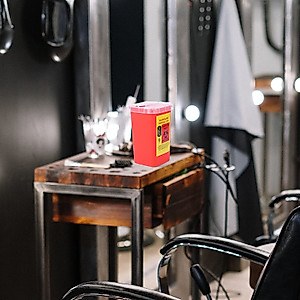 Lurrose Razor Blade Bank Safe Razor Blades Dispenser Case Plastic Blades Box Disposal Collect Box Blades Waste Bucket Blades Holder for Barbershop Salon Use Red