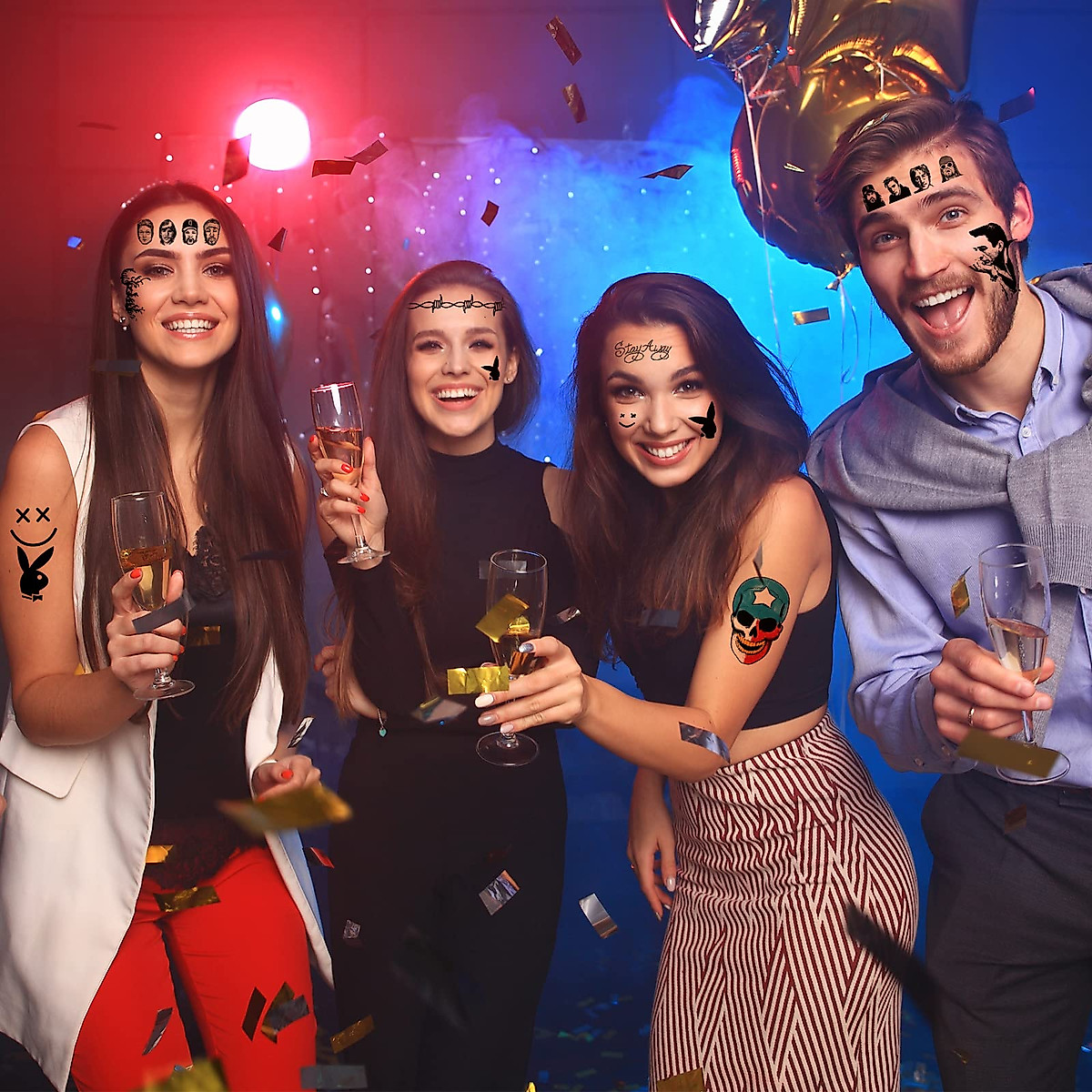 21 Sheets Halloween Tattoos, Malone Tattoos, Malone Face Temporary Tattoos Halloween Face Temporary Tattoos Skull, Spider, Snake, Lion, Owl, Bear tattoos for Halloween Costume Accessories and Parties