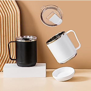 WENKII 17oz Stainless Steel Insulated Coffee Mug with Handle - Double Wall Vacuum Travel Tumbler with Sliding Lid, Induction Cooktop Safe, for Hot and Cold Beverages (Blue)