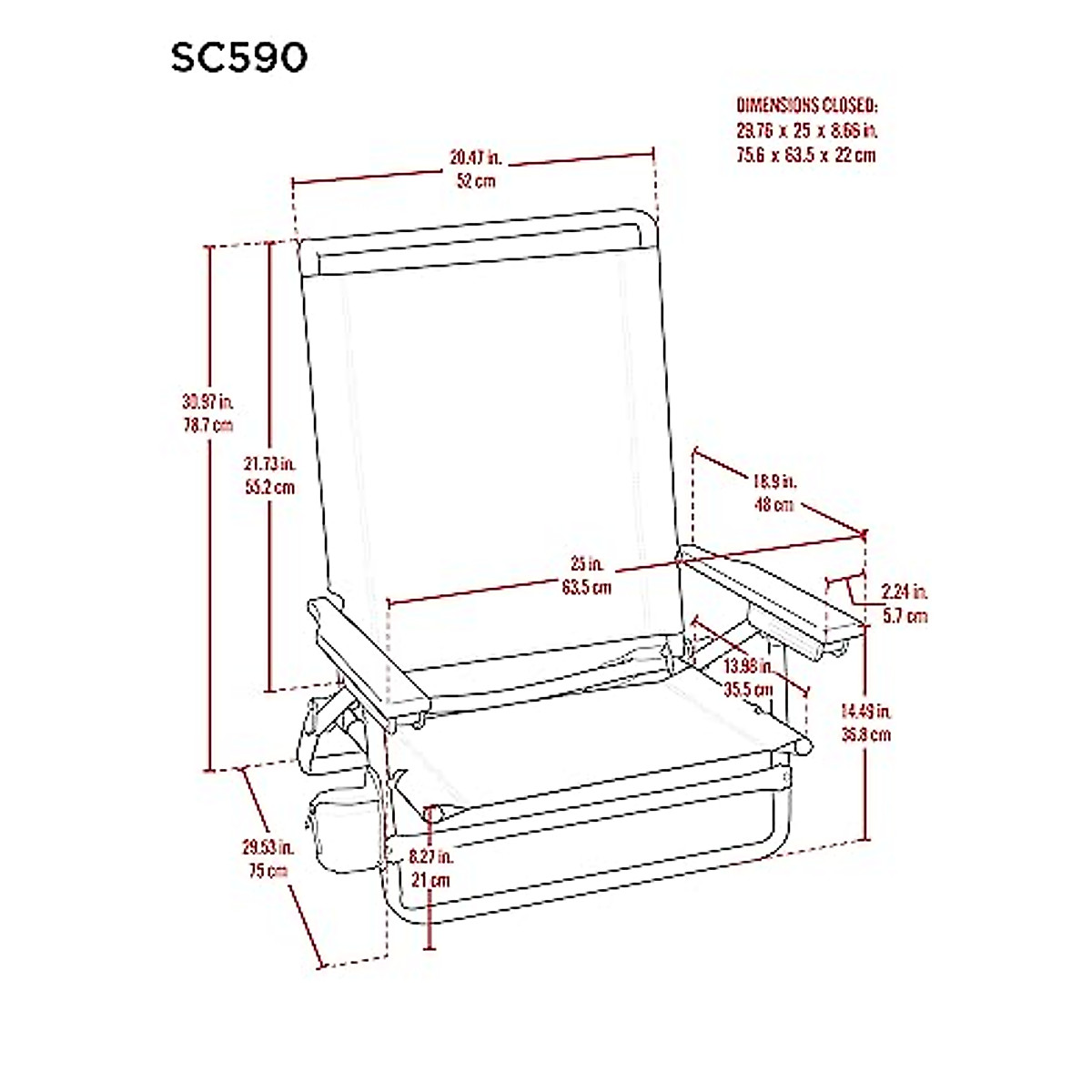 Tommy Bahama 5-Position Lay Flat Cup Holder and Towel Bar Beach Chair, 1-Pack, Floral Print