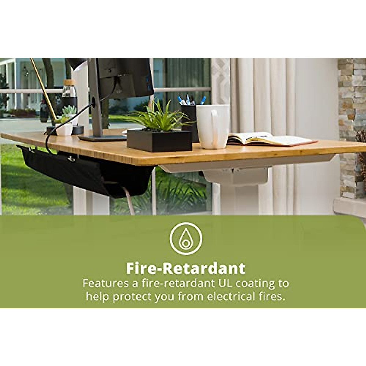 Uprite Ergo Mesh Cable Manager, Ergonomic Cord Organizer for Height Adjustable Desks (Black)