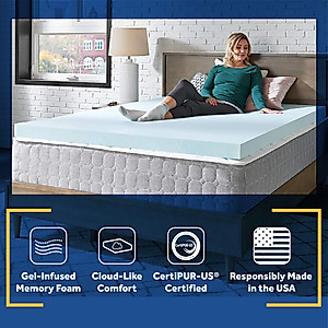 Sealy TrueForm 3" Memory Foam Mattress Topper, King, Blue