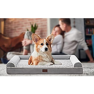Figopage Orthopedic Dog Bed - Large/Extra Large Dogs Beds - Eggs Crate Foam Pet Dog Bed Mat Sofa with Waterproof Washable Cover, Couch Dog Beds for Medium, Large, Extra Large Pets
