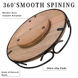 HomenComfy Lazy Susan Turntable for Cabinets, Kitchen, Bathroom Countertops, OPENICE 11-Inch Wooden Lazy Susan Organizer for Dining Table, Rotating Spice Organizer, Mom's Beloved Gift