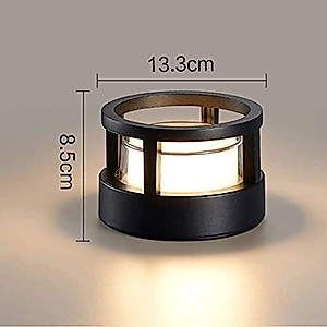 Mrdsre IP65 Waterproof Round Outdoor Garden Post Bollard Light Residential Lighting Column Lamp Aluminum Pathway Driveway Floor Lawn Landscape Lighting E27 Decoration Pillar Lantern Stigma Lamps
