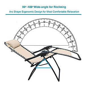 GOLDSUN 3 PCS Zero Gravity Chair Foldable Patio Chaise Lounge Chairs Outdoor Adjustable Recliner Folding Lounge Table Chair Set for Backyard Porch and Swing Poolside (Beige)
