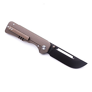 AMEIGHT KNIVES Elgar Folding Knife 3.5" Black PVD S90V Blade Bronze Anodized Titanium Handle Pocket Knife AM8-004BN