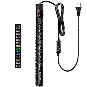 MQ Submersible Aquarium Heater, 200-500W LED Display Fish Tank Heater with External Thermostat Controller and Thermometer Sticker, Auto Thermostat for Tank 30-80 Gallon (500W for 70-80 Gallon Tank)