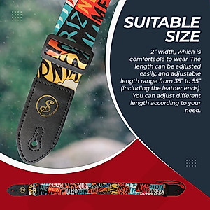 Speedee Music Embroidered Ukulele Strap Kit - 1 US Map Camo Design Ukulele Strap, 3 Guitar Picks, 1 Strap Button, 1 Pick Holder Orange Black Red Blue Yellow White