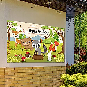 Woodland Party Supplies Woodland Birthday Backdrop Forest Friends Banner Background Woodland Forest Photo Booth Props for Baby Shower Boys Girls Birthday Fall Theme Party Decorations
