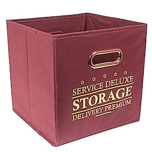 Je Cherche Une Idee 15 Litre Folding Storage Cube - Burgundy - 25cm x 25cm x 25cm