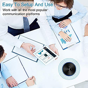 EMEET Bluetooth Conference Speaker M1 Black Conference USB Speakerphone Business Conference Phone 360° Audio Pickup LED Indicate Conference Call Speaker 6+1 Mics, Skype Mobile Phone for Home Office