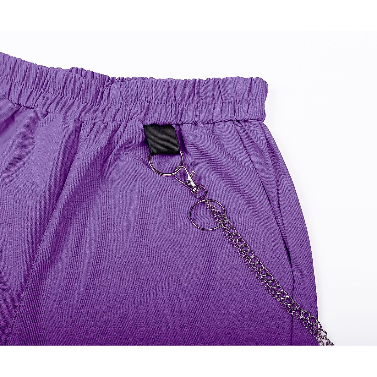 Purple Cargo Pants with Chain Kpop Fashion Gothic Clothes for Women Emo Pants Aesthetic Pants for Teens Cyberpunk Pants