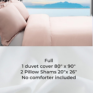 Mohap 1 Duvet Cover with 2 Pillow Shams Full Size for All Seasons - 3 Piece Home Bedding Comforter Cover with Zipper Closure - Ultra Soft Double Brushed Microfiber, 80 X 90 Inches - Pink