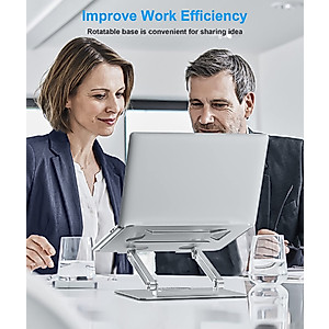BoYata Laptop Stand for Desk, Adjustable Computer Stand with 360° Rotating Base, Ergonomic Foldable Laptop Riser Holder for Collaborative Work, Compatible with All MacBook Pro/Air, Notebook up to 17"