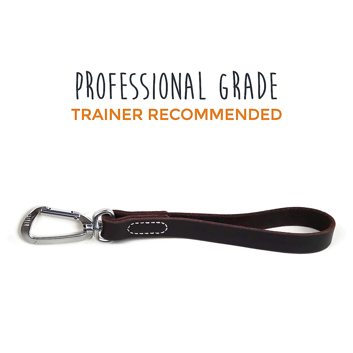 Mighty Paw Short Dog Leash - Training Traffic Lead with Carabiner Clip - Dog Leash Training Lead - Short Slip Lead Dog Leash - Short Lead Dog Training - Dog Carabiner Clip - Brown - 12 Inches