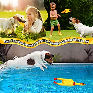 Honoson 32 Pcs 12'' Rubber Chicken Dog Toy Squeeze Screaming Chicken Toy Novelty Squeaky Squawking Loud Noise Makers for Adults Dogs Pets Reduce Separation Stress Anxiety(Yellow)